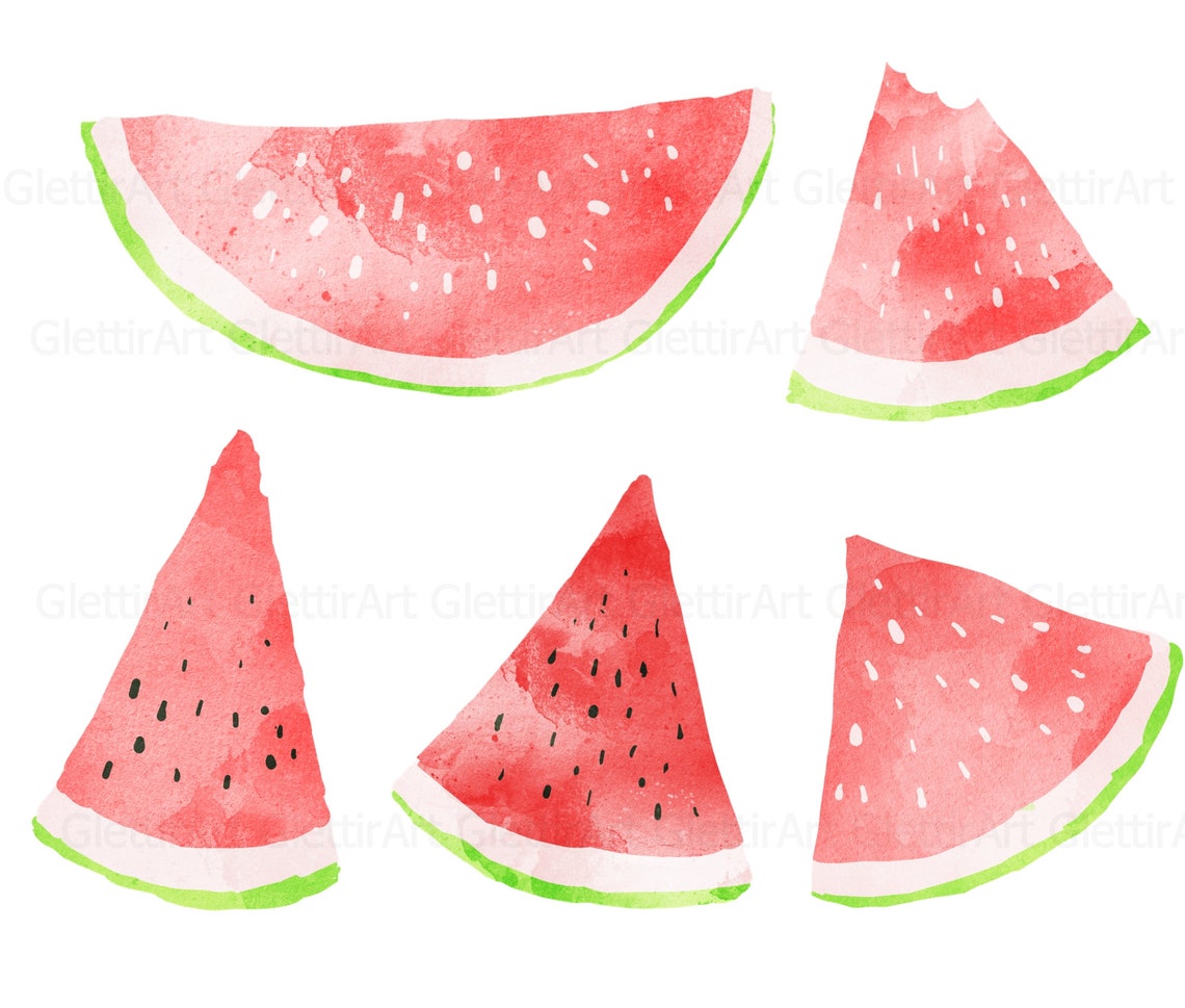 Watermelon Watercolor Clipart, Instant Download, Watermelon Clip Art ...
