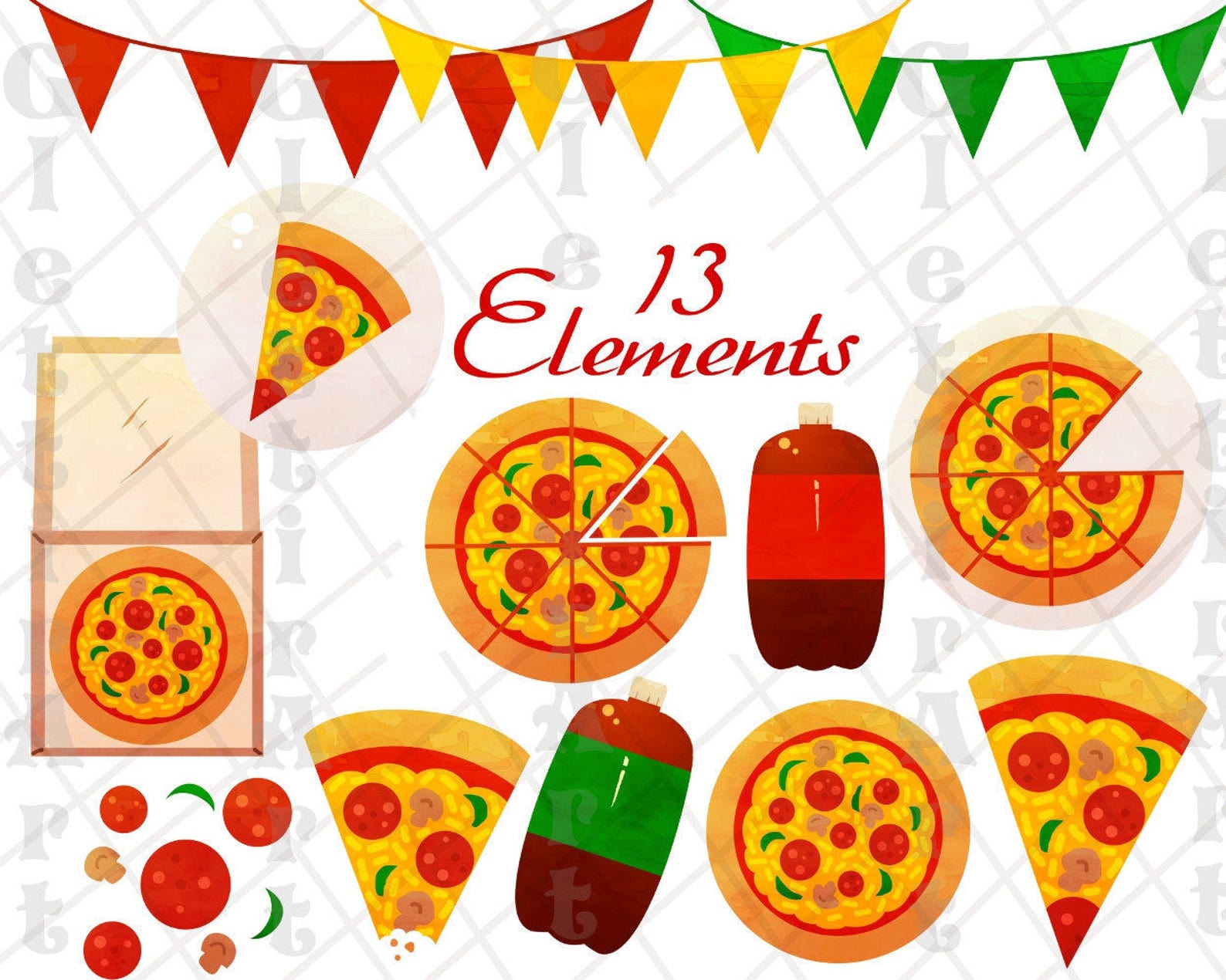 Pizza Clipart Food Clipart Pizza Party Clipart for Personal - Etsy