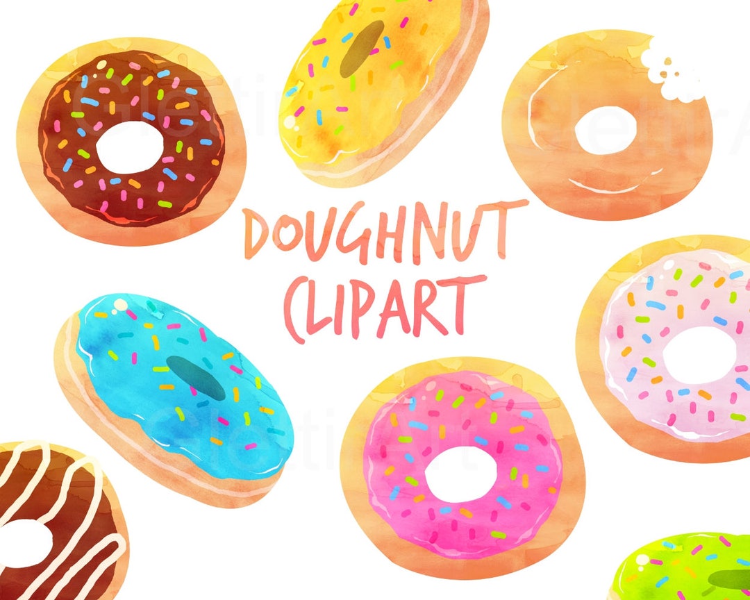 Watercolor Doughnut Clipart, Cute Donut Clipart, Instant Download ...
