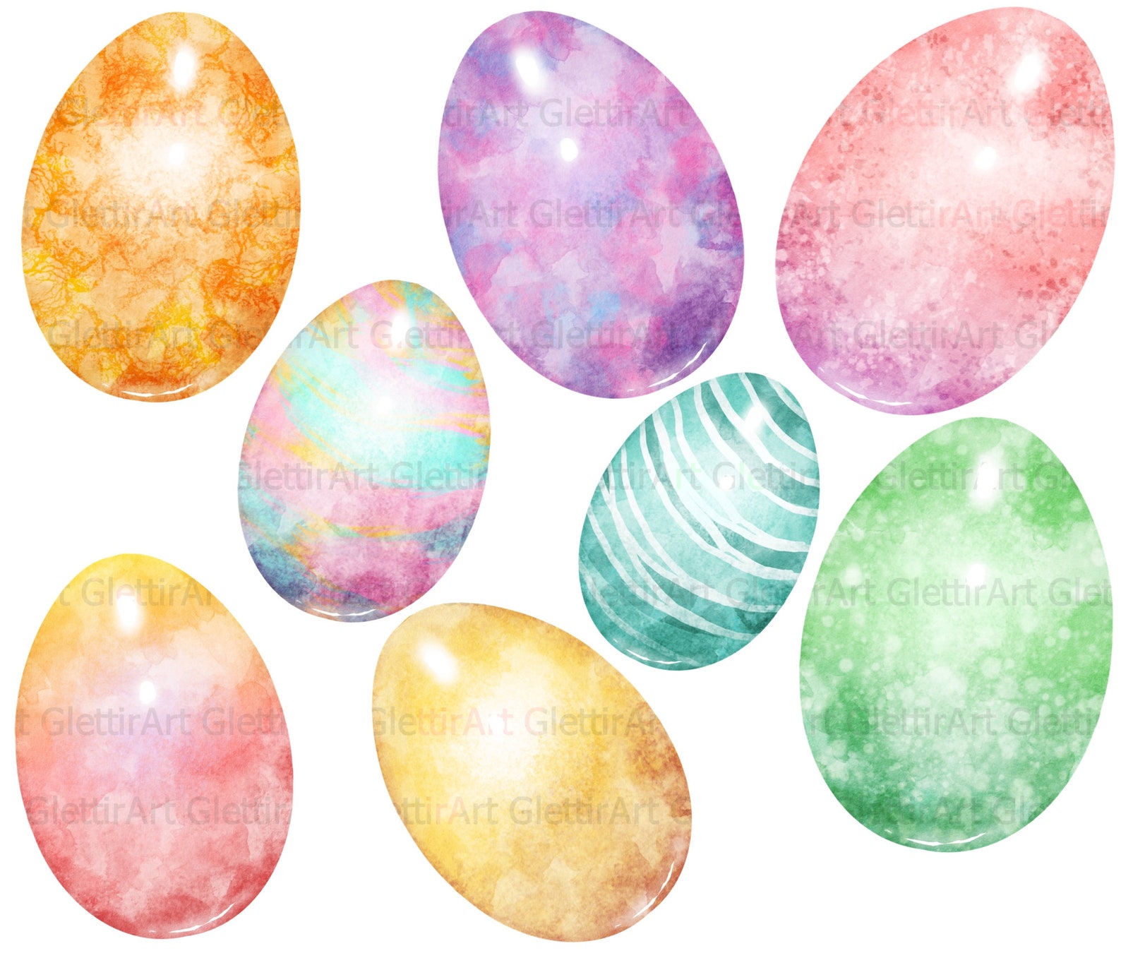Easter Egg Watercolor Clipart Easter Egg Pastel Clip Art | Etsy
