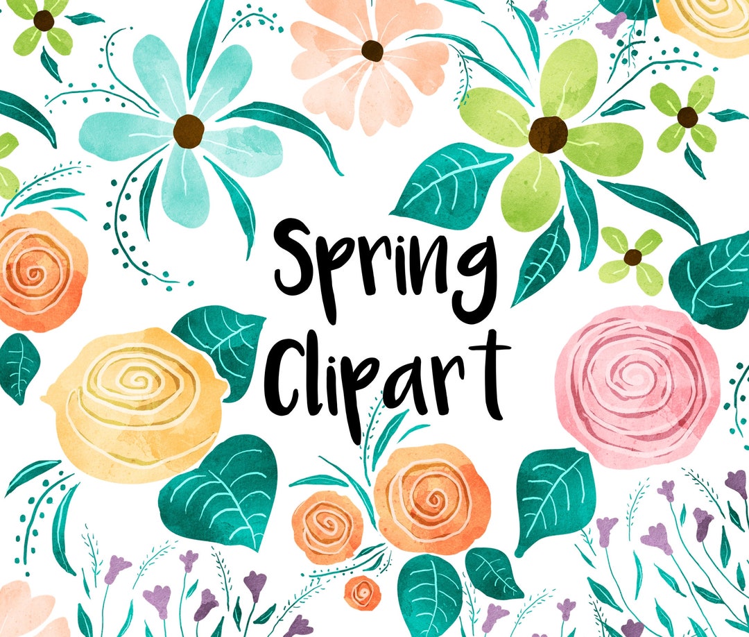 Spring Flowers Watercolor Clipart, Instant Download, Flower Clip Art ...