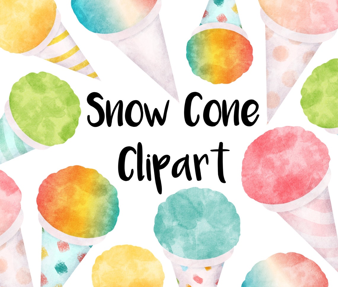 Snow Cone Watercolor Clipart Instant download Snow cones | Etsy