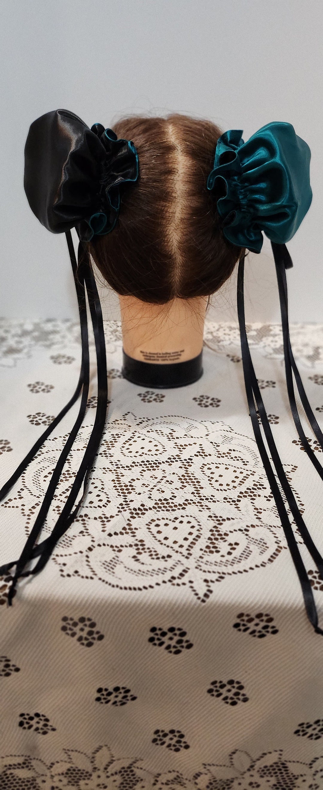 Emerald Green and Black Satin Odango Bun Covers - Etsy