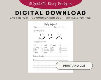 Daily Student Report Canva Template IEP Teacher Parent Communication ...