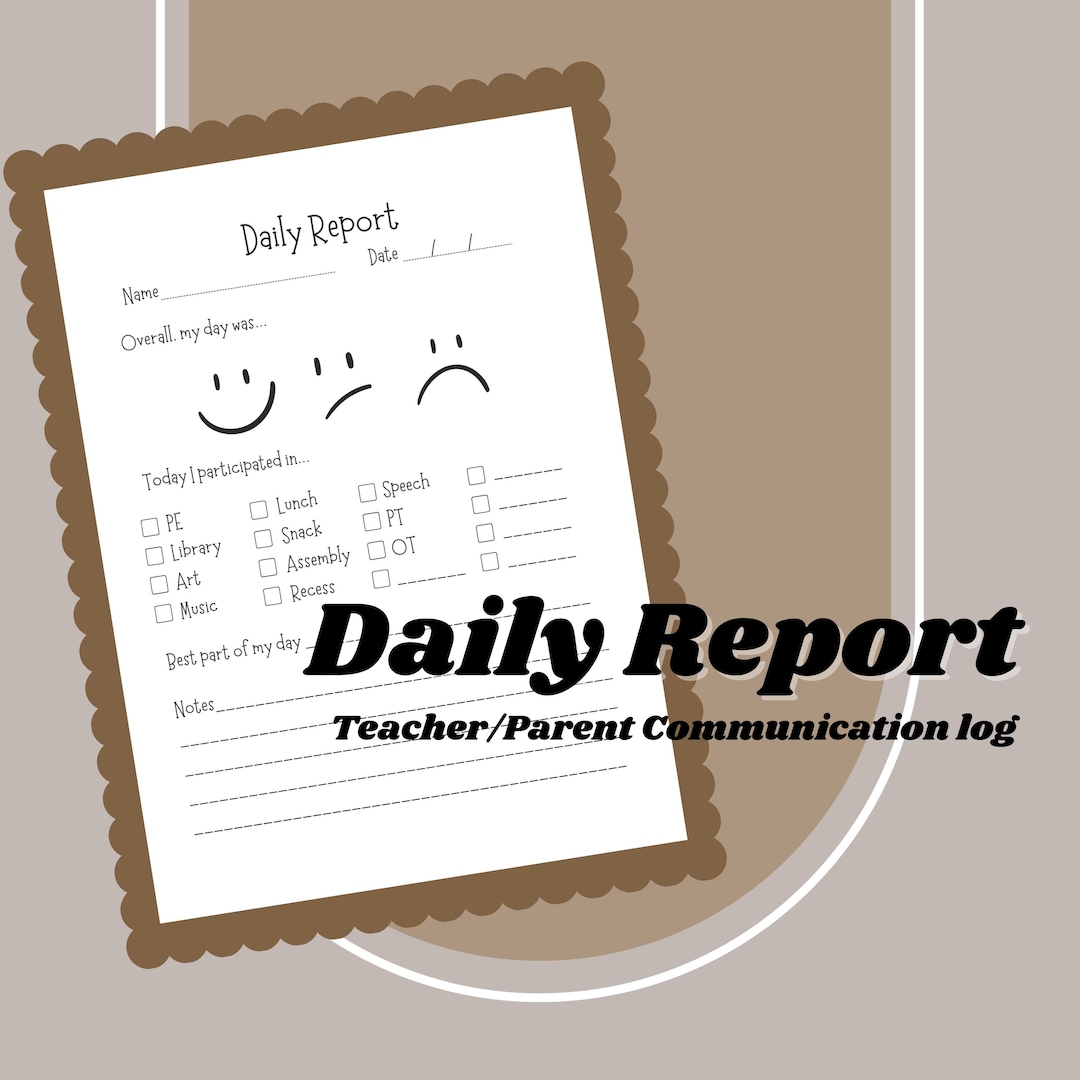 Printable Daily Report Parent Communication School Day - Etsy