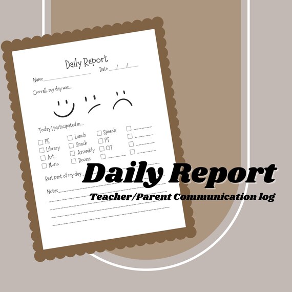 Printable Daily Report Parent Communication School Day - Etsy