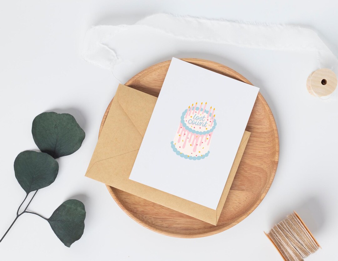 Lost Count Birthday Card, Funny Greeting Cards, Pastel Aesthetic - Etsy