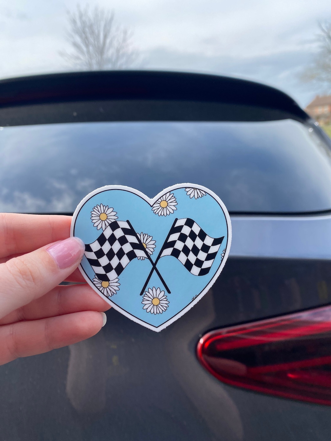 Racing Flags Sticker, Drift, Floral Car Accessories , Girly Racer Gift ...