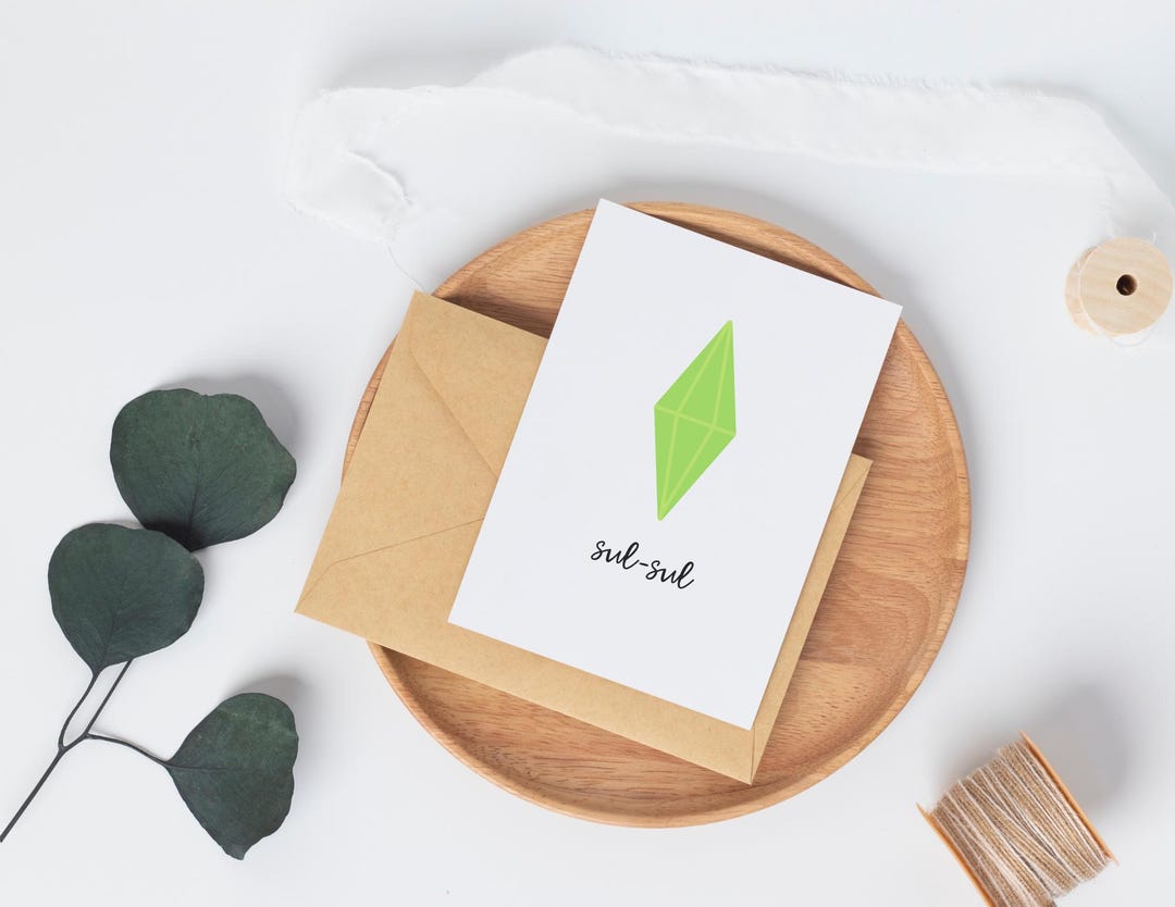 Sims Plumbob Card, Sul-sul, Gamer Greeting Cards - Etsy