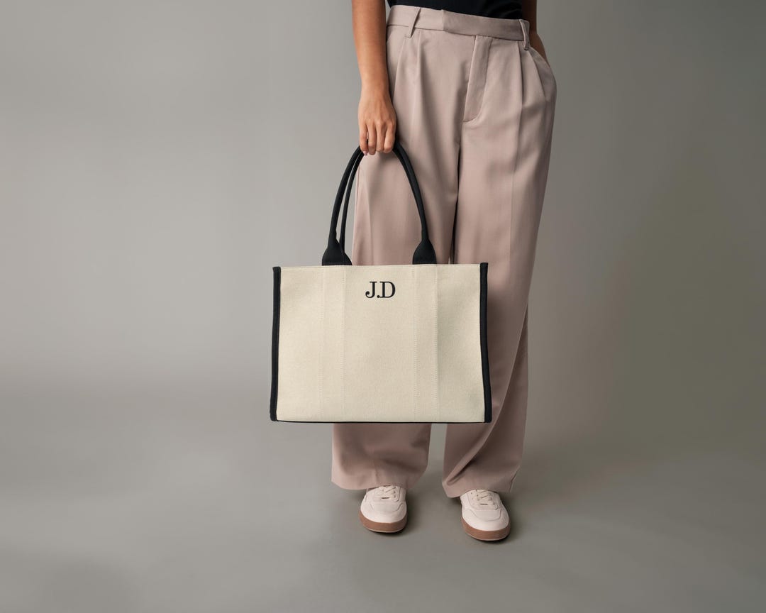 Personalised Piped Tote Bag - Tote Bag Embroidered With Initials ...