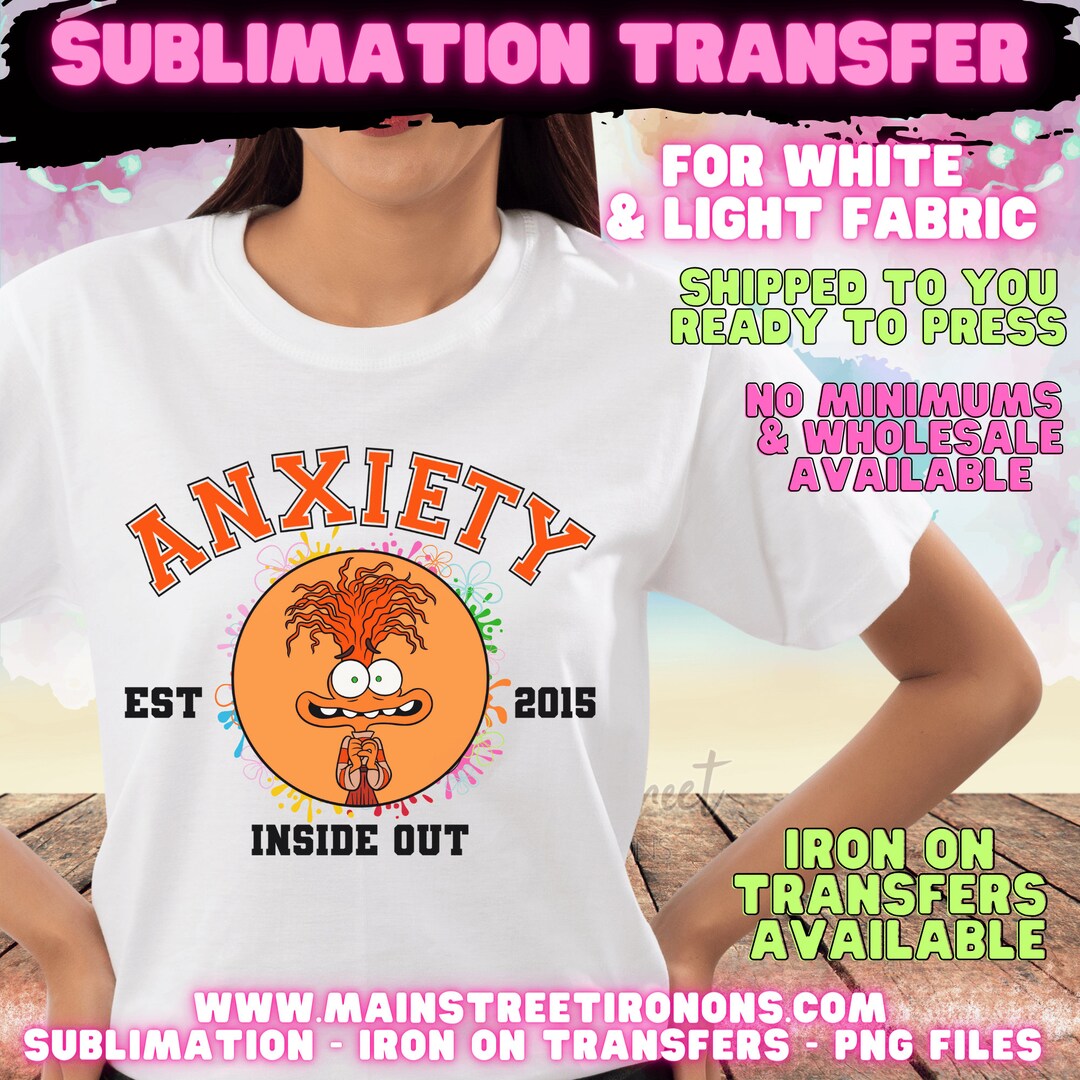 ANXIETY Inside Out Sublimation Transfer Family Theme Park Custom T ...