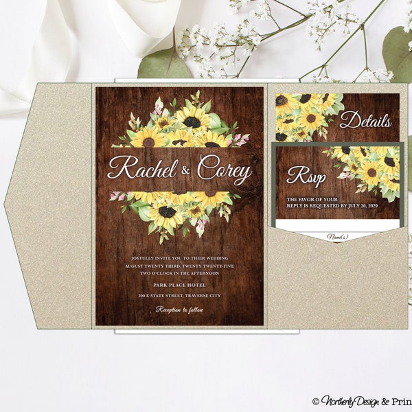 Rustic Pocket Invitations - Etsy