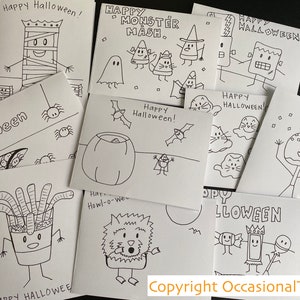 Printable Halloween Coloring Cards! - Etsy