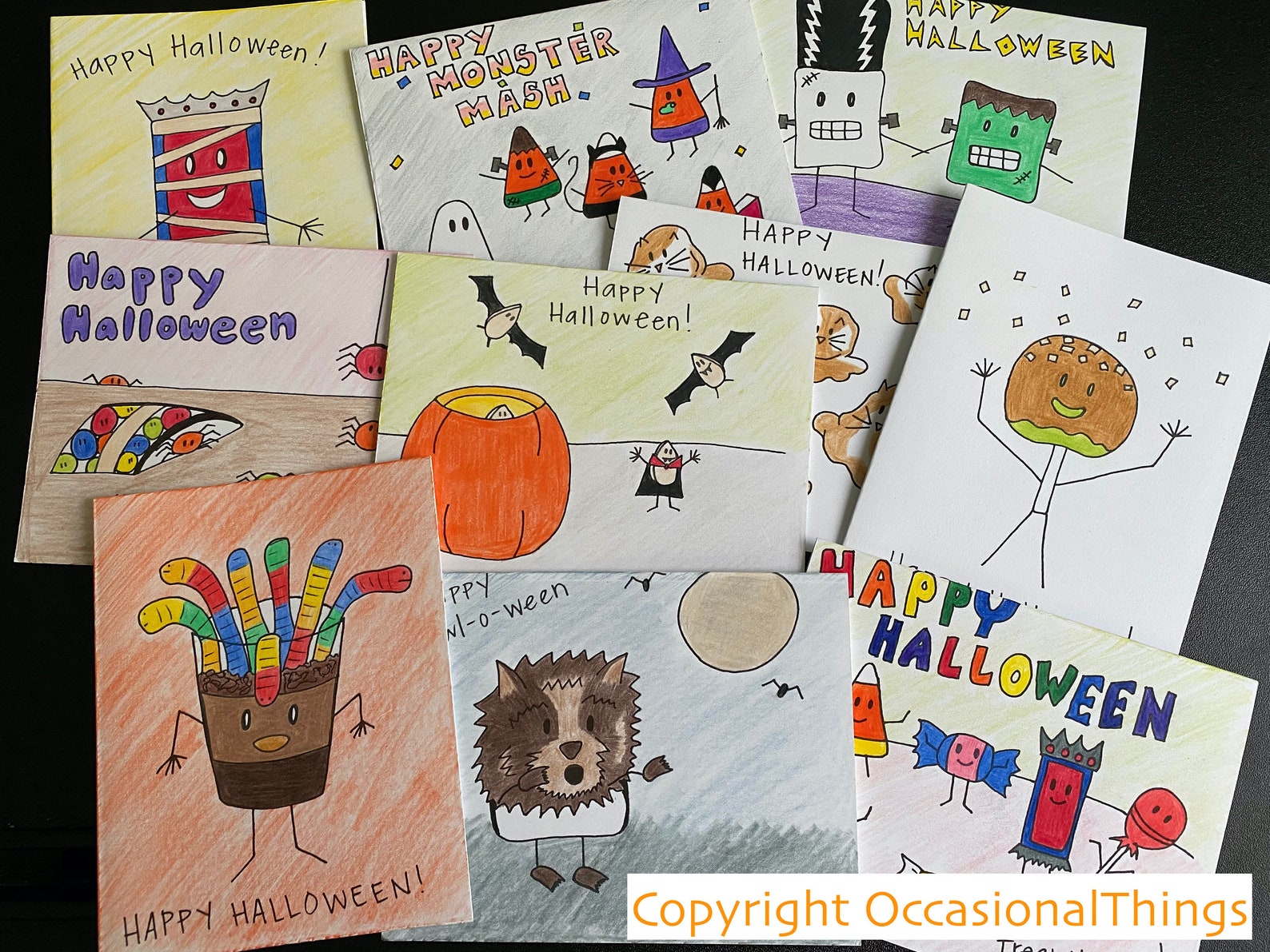 Printable Halloween Coloring Cards! - Etsy