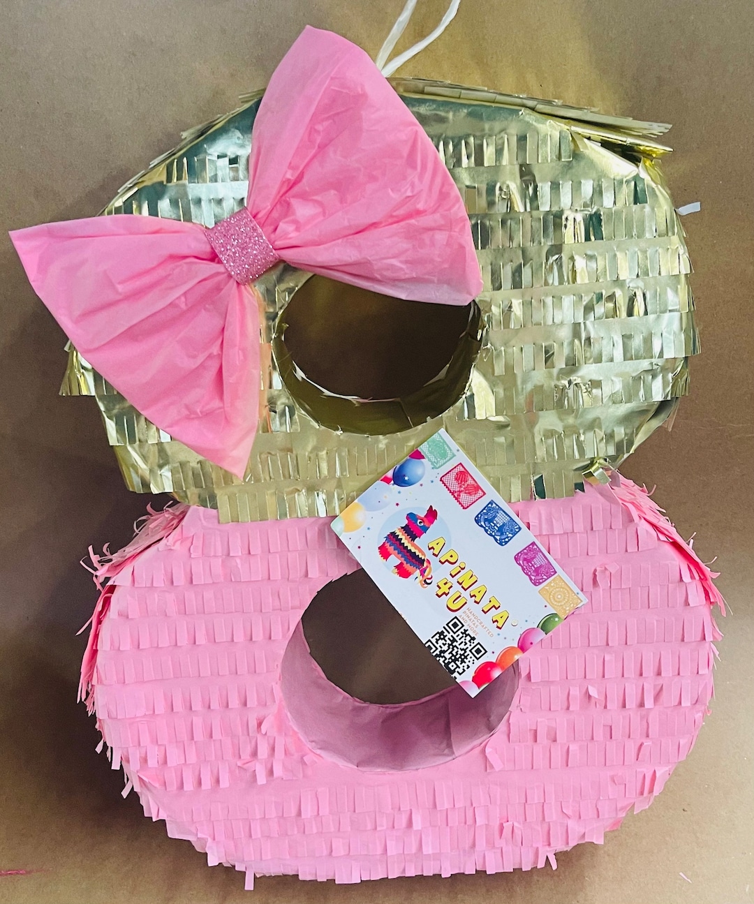 Gold and Pink Number 8 Pinata, Minnie Mouse Party Decor - Etsy