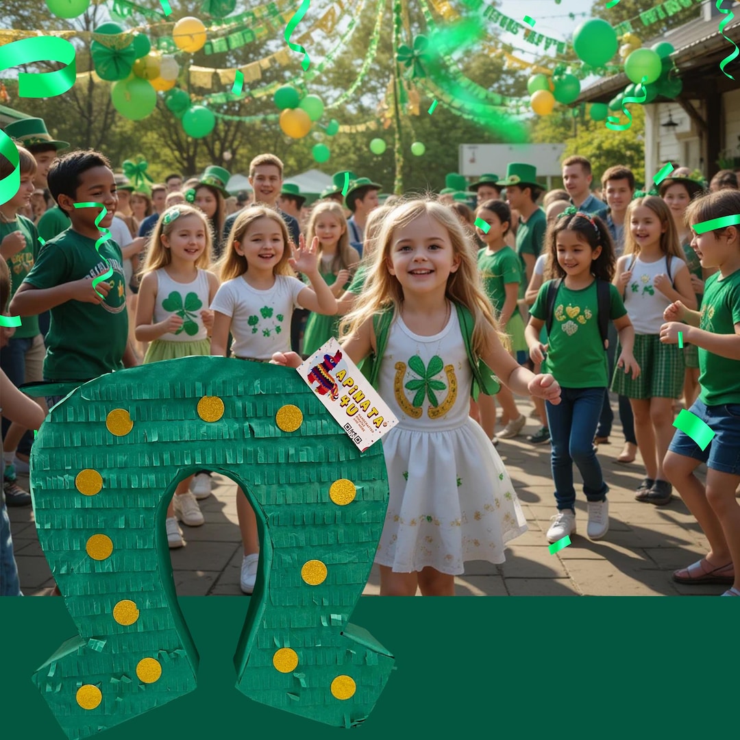 St. Patrick's Horseshoe Green Color Pinata With Shamrock Accents Clover ...