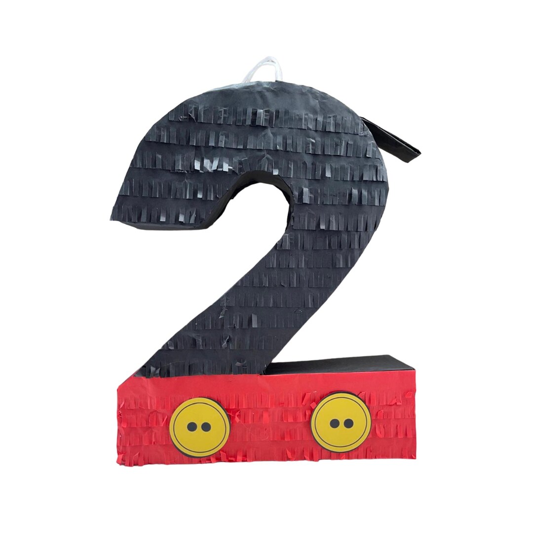 Black and Red Number Two Pinata With Yellow Buttons, Second Themed ...