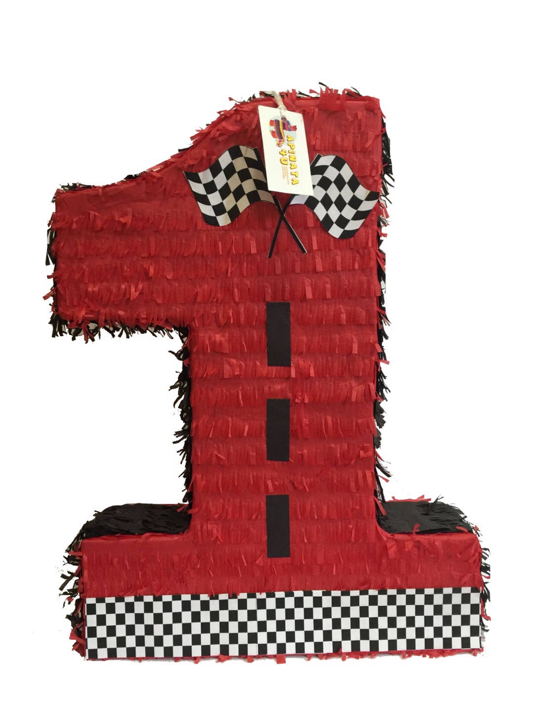 Racing Flag Themed Number One Pinata, First Birthday Party Decor ...
