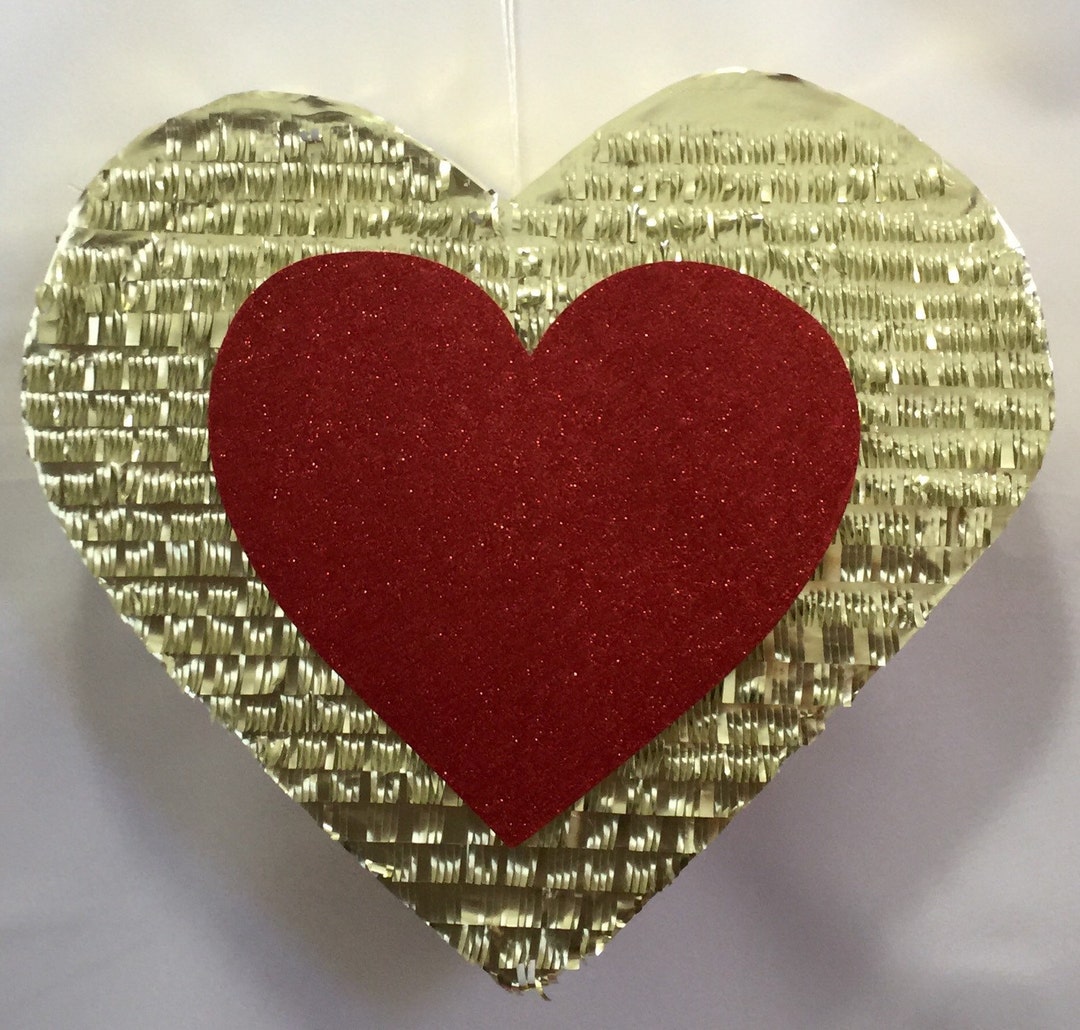 Gold & Red Heart Pinata - Etsy