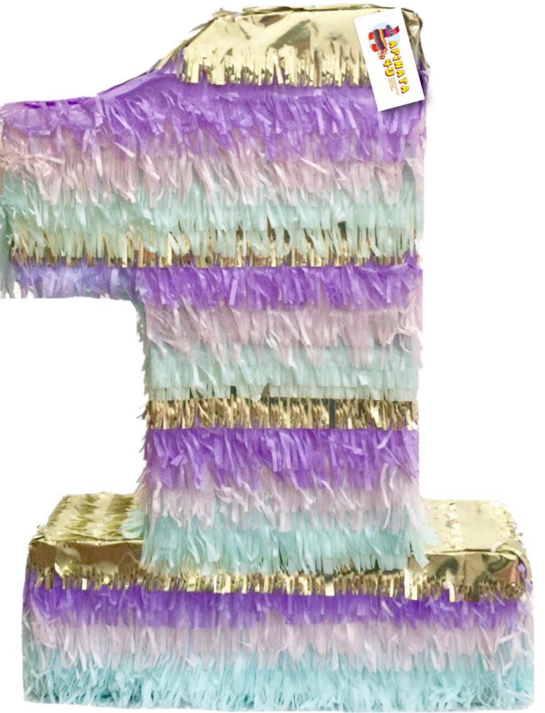 20'' Tall Number One Piñata Pull Strings or Traditional Teal Lavender ...