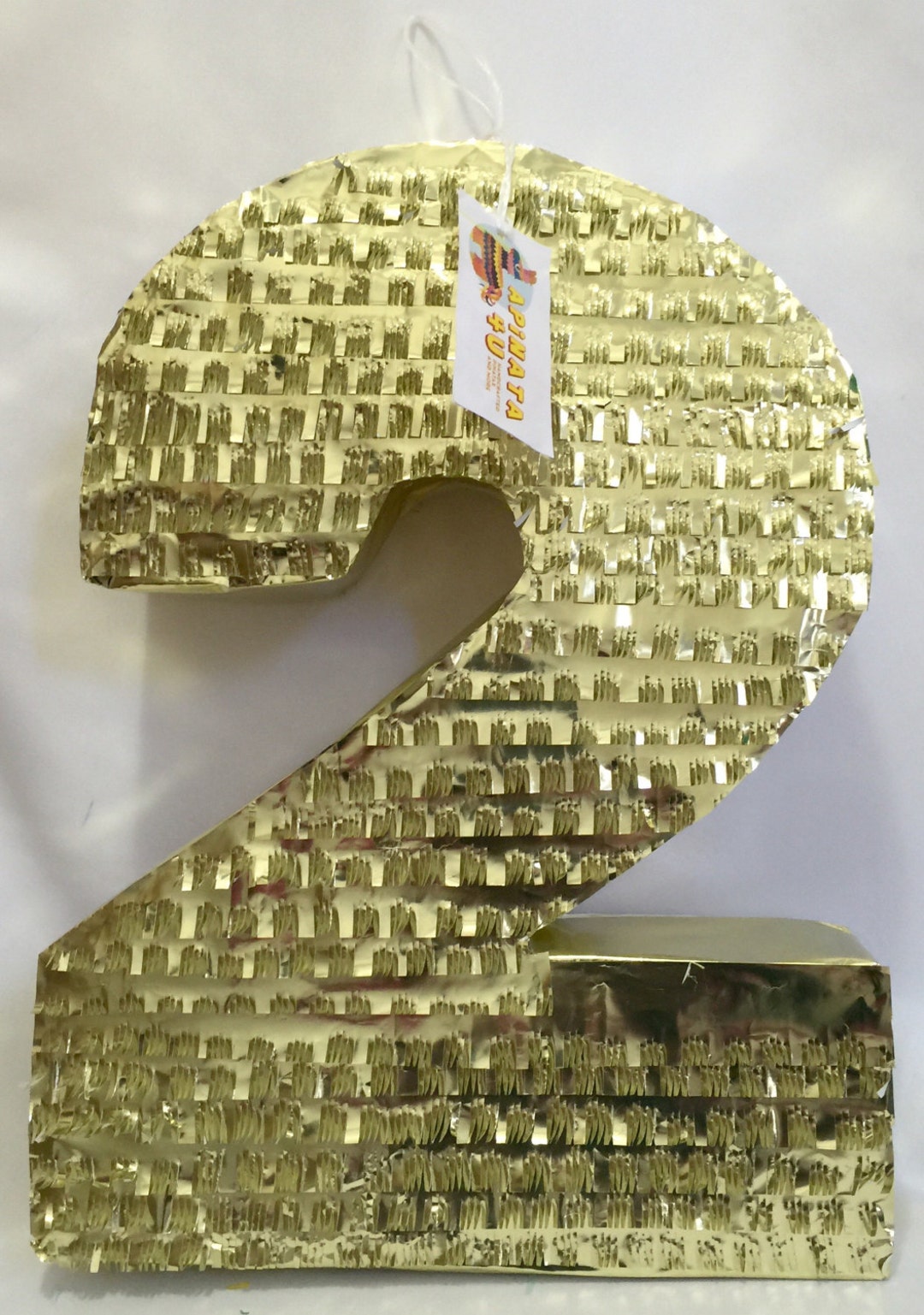 20'' Tall Number Two Pinata Second Birthday Pinata Gold Color - Etsy