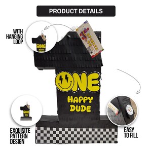 One Happy Dude Number 1 Pinata for 1st Birthday Celebration, Gold and ...