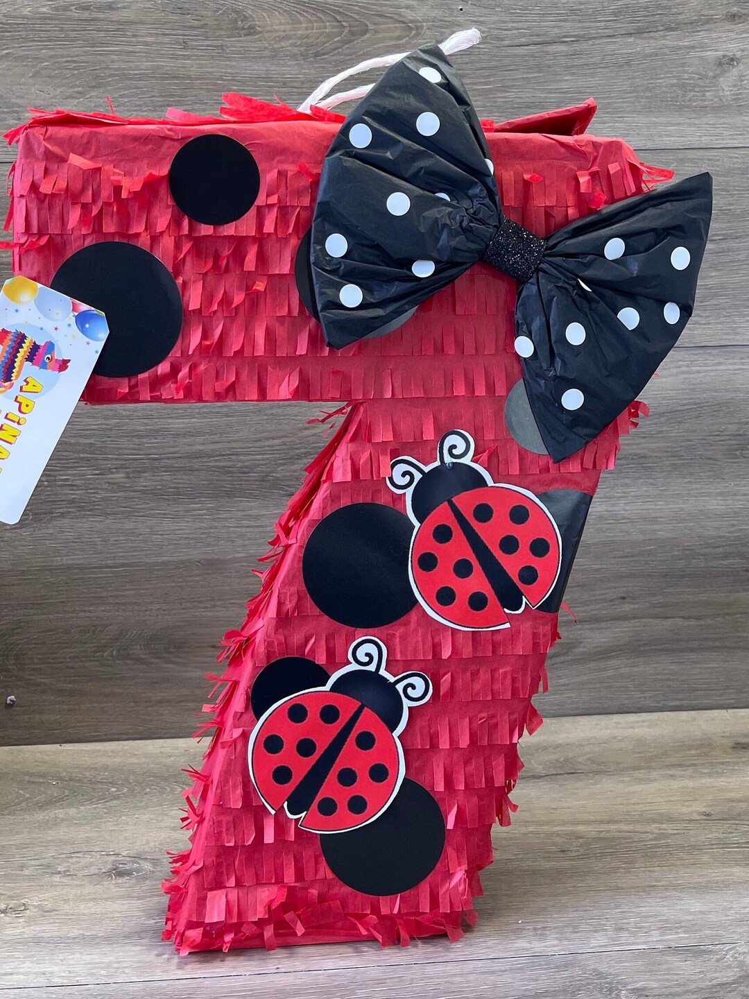 20'' Tall Number Seven Pinata Red & Black Polka Dots Ladybug Themed - Etsy