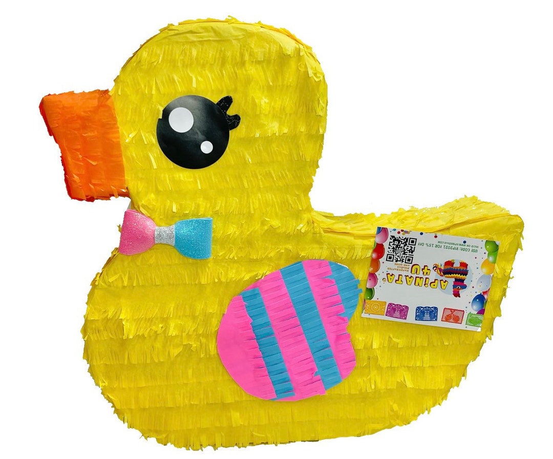 Yellow Duck Pinata With Bow, Handmade and Colorful Design, Baby Showers ...
