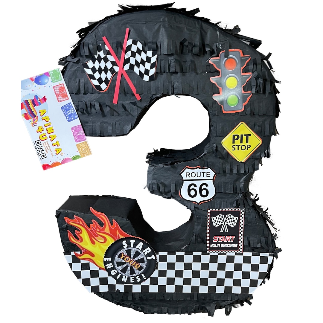 Number Three Pinata, Race Car Theme, 3rd Birthday Party, Rolling Dubs ...