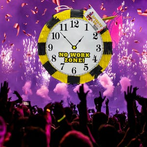 No Work Zone Clock Pinata, Clock Themed Birthday Party Decor, Black ...