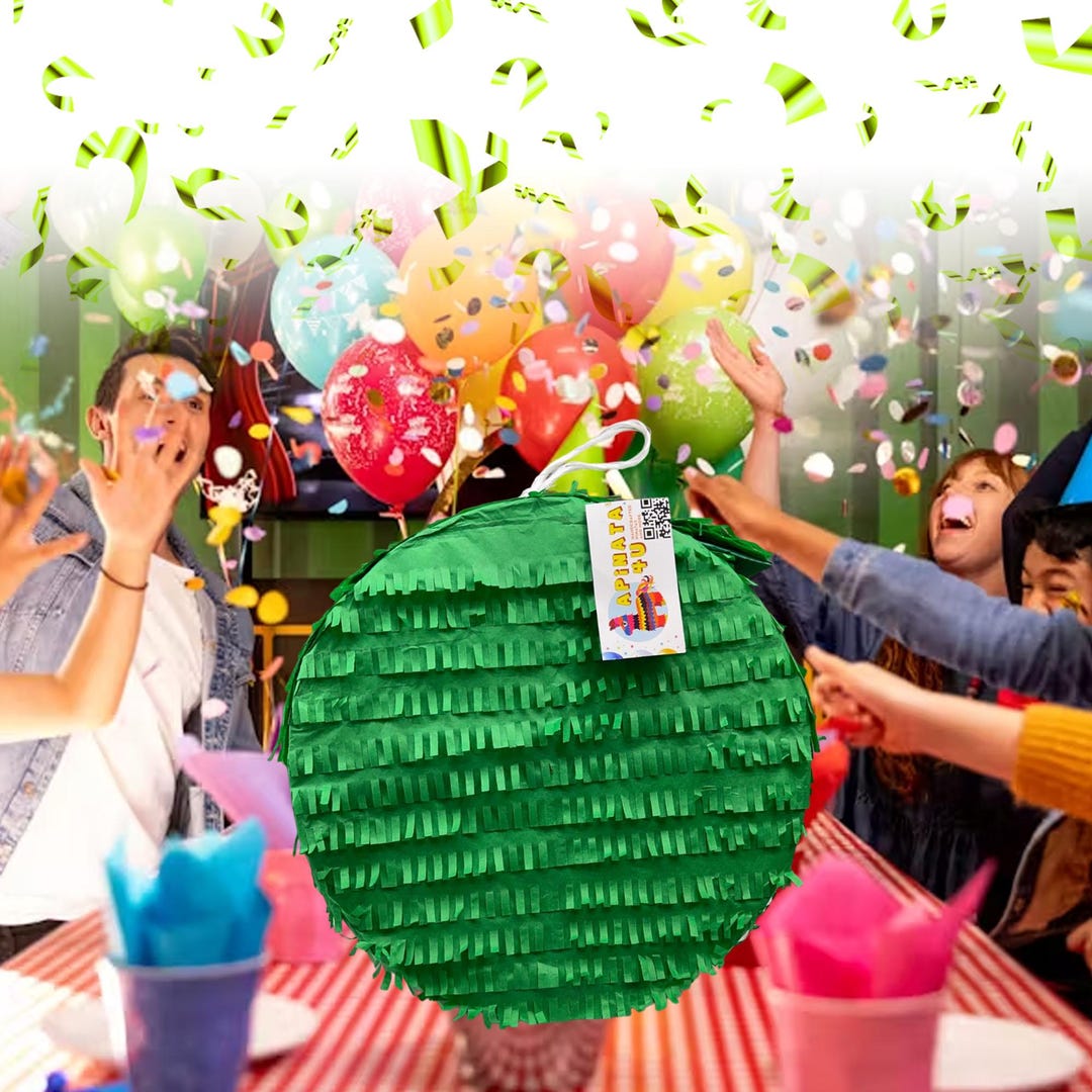Sale! Ready to Ship! Round Green Pinata, Solid Color Circle Party Decor ...