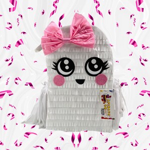 Ghost Pinata With Pink Bow, Girls Birthday Celebration Pinata, Pink Bow ...