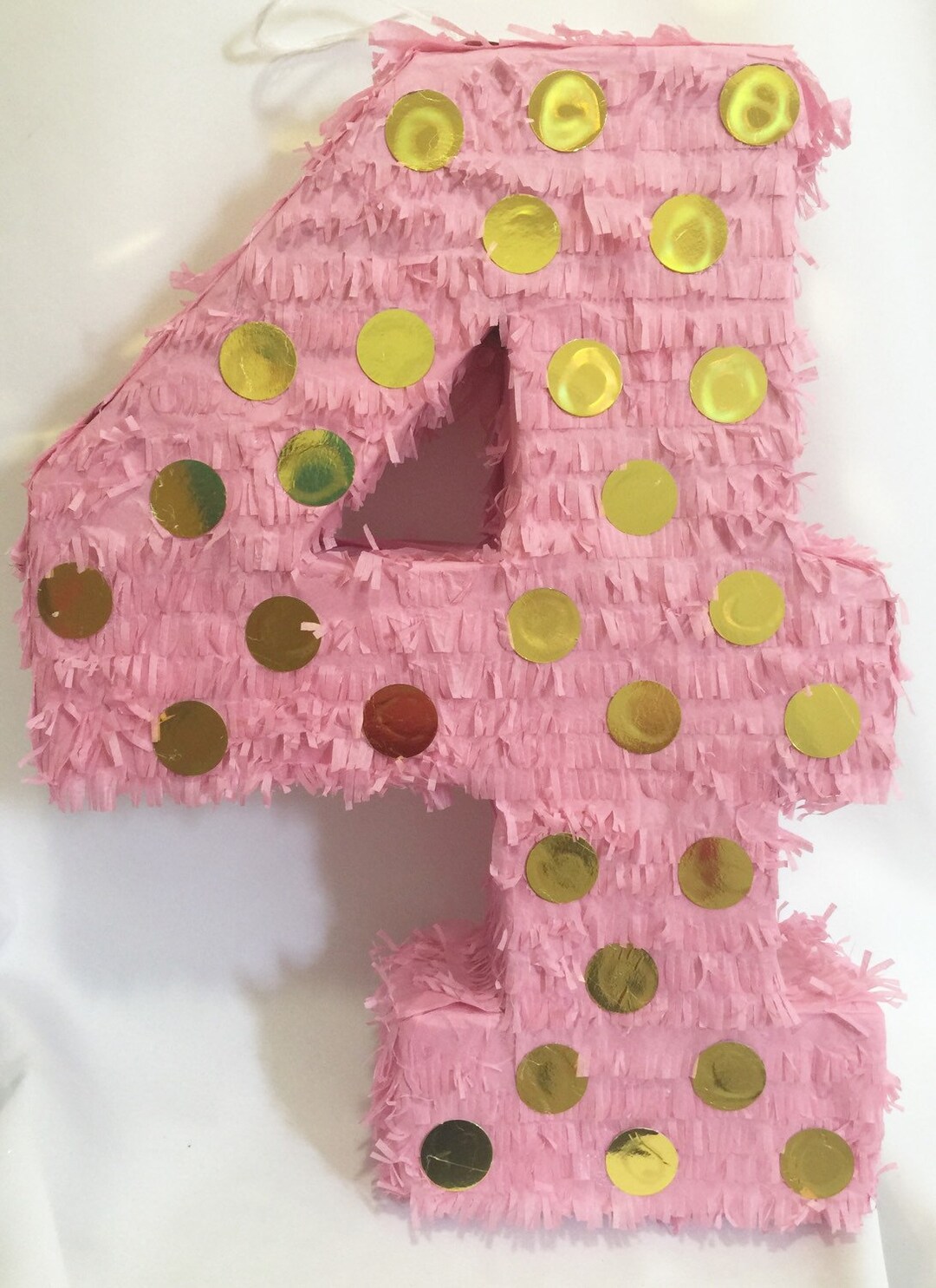 APINATA4U Number Four Piñata Pink & Gold Polka Dots - Etsy