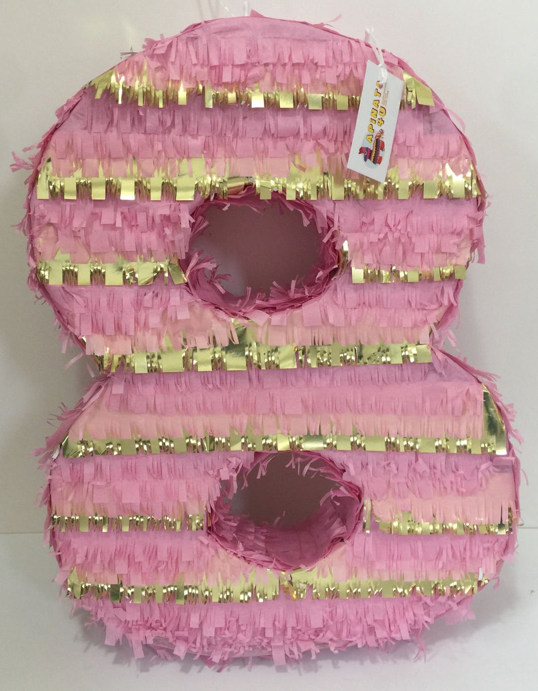 20'' Tall Number Eight Pinata Pink & Gold Color Eight Birthday - Etsy