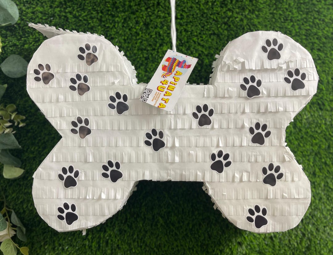 White Dog Bone Pinata Puppy Theme Let’s Pawty! More Colors Available ...