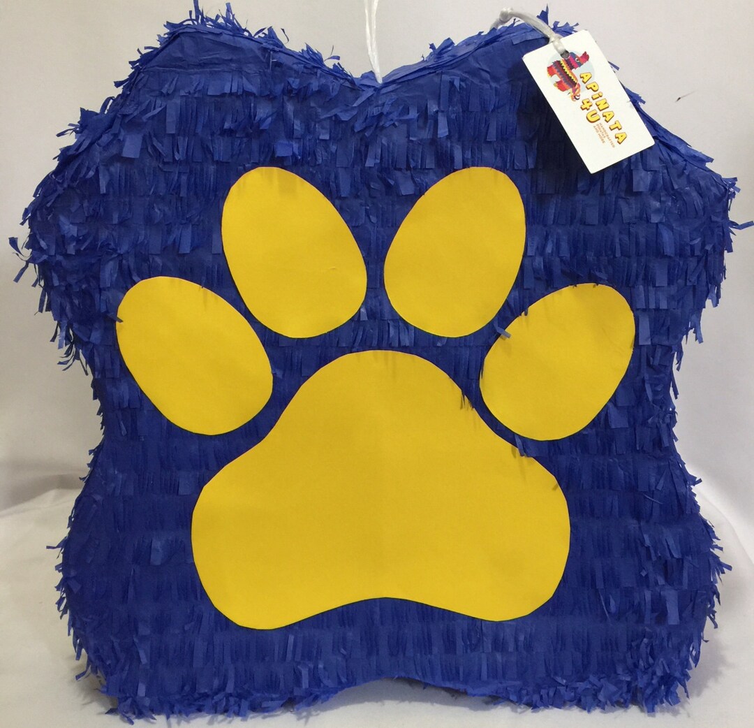 Puppy Paw Print Yellow & Blue Pinata, Puppy Theme Birthday Party ...