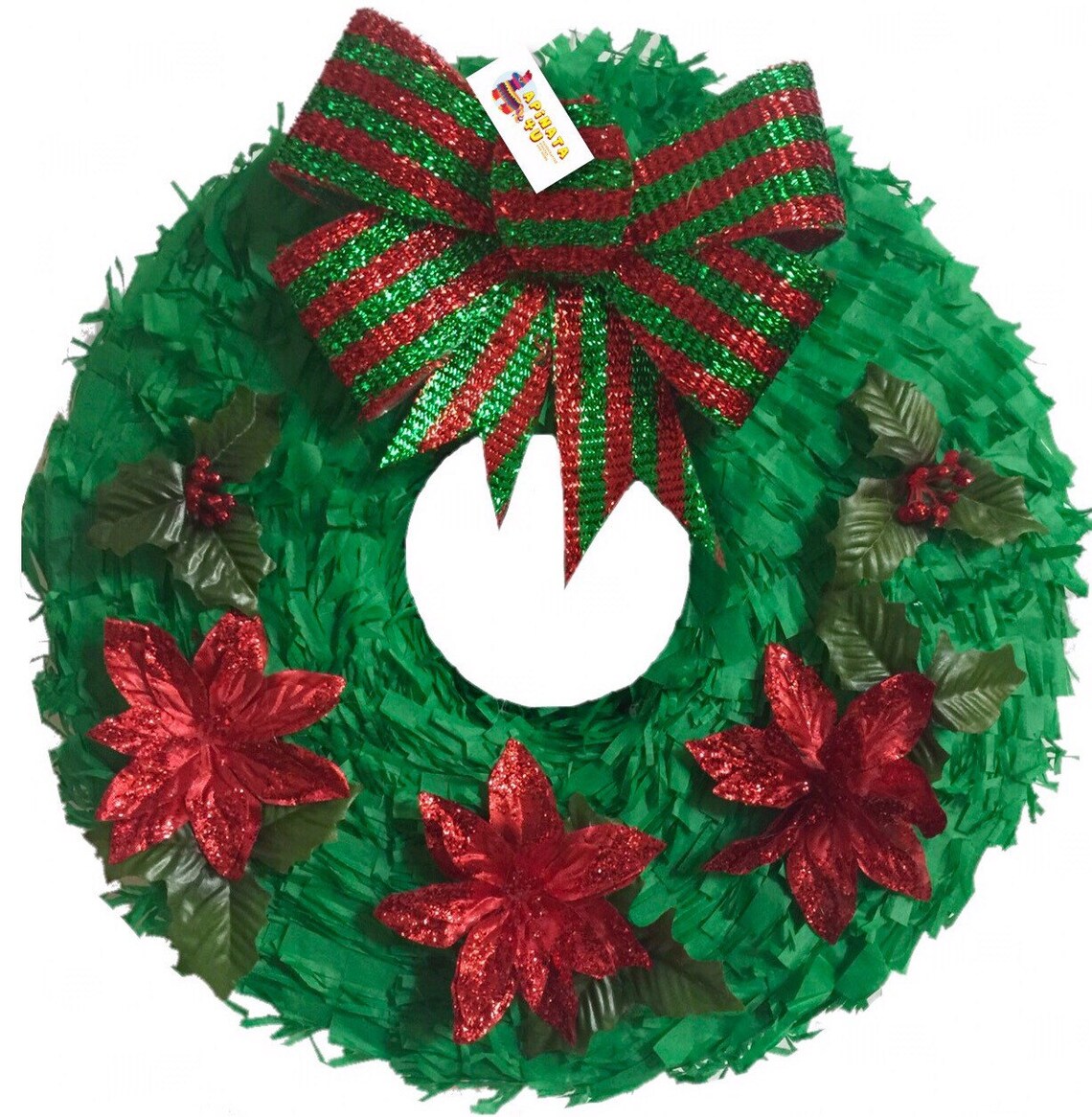 Ready to Ship Christmas Wreath Pinata Xmas Decor 16 Poinsettia Details ...