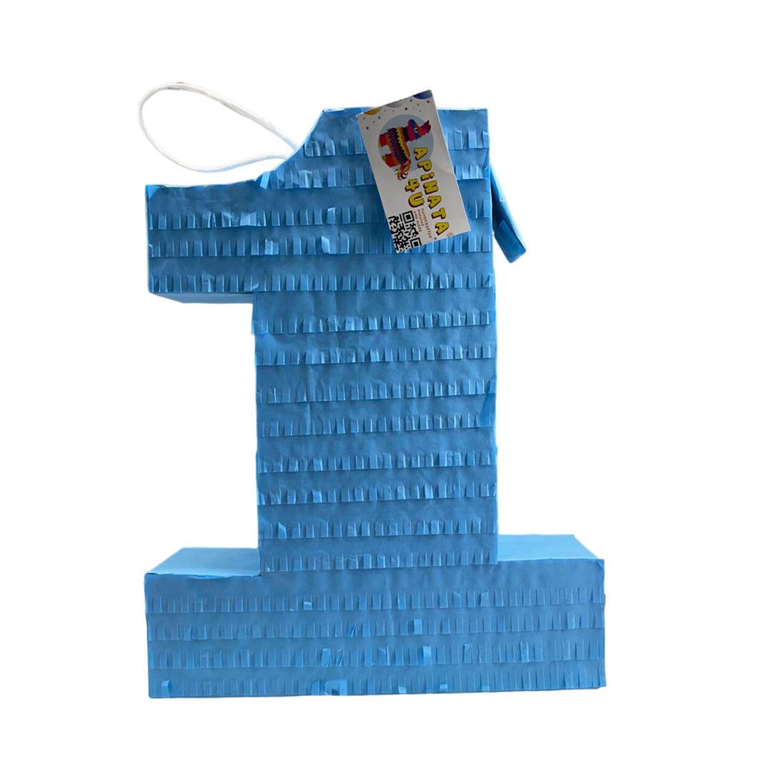 Solid Blue Number One Pinata for Kids, Handmade Pinata for One Year Old ...