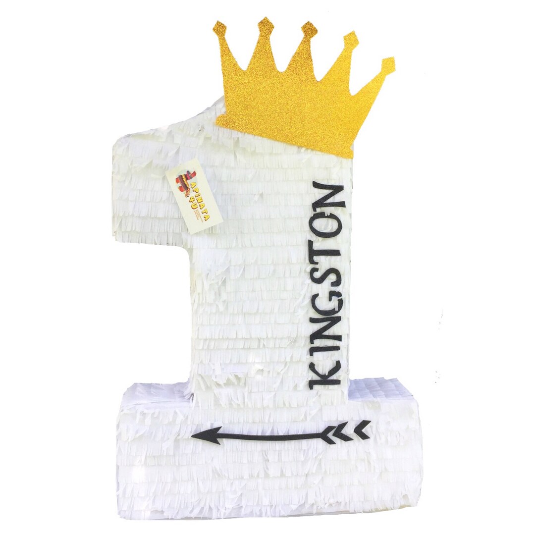 Personalized 20'' Tall Number One Pinata Wild Theme With Gold Crown ...
