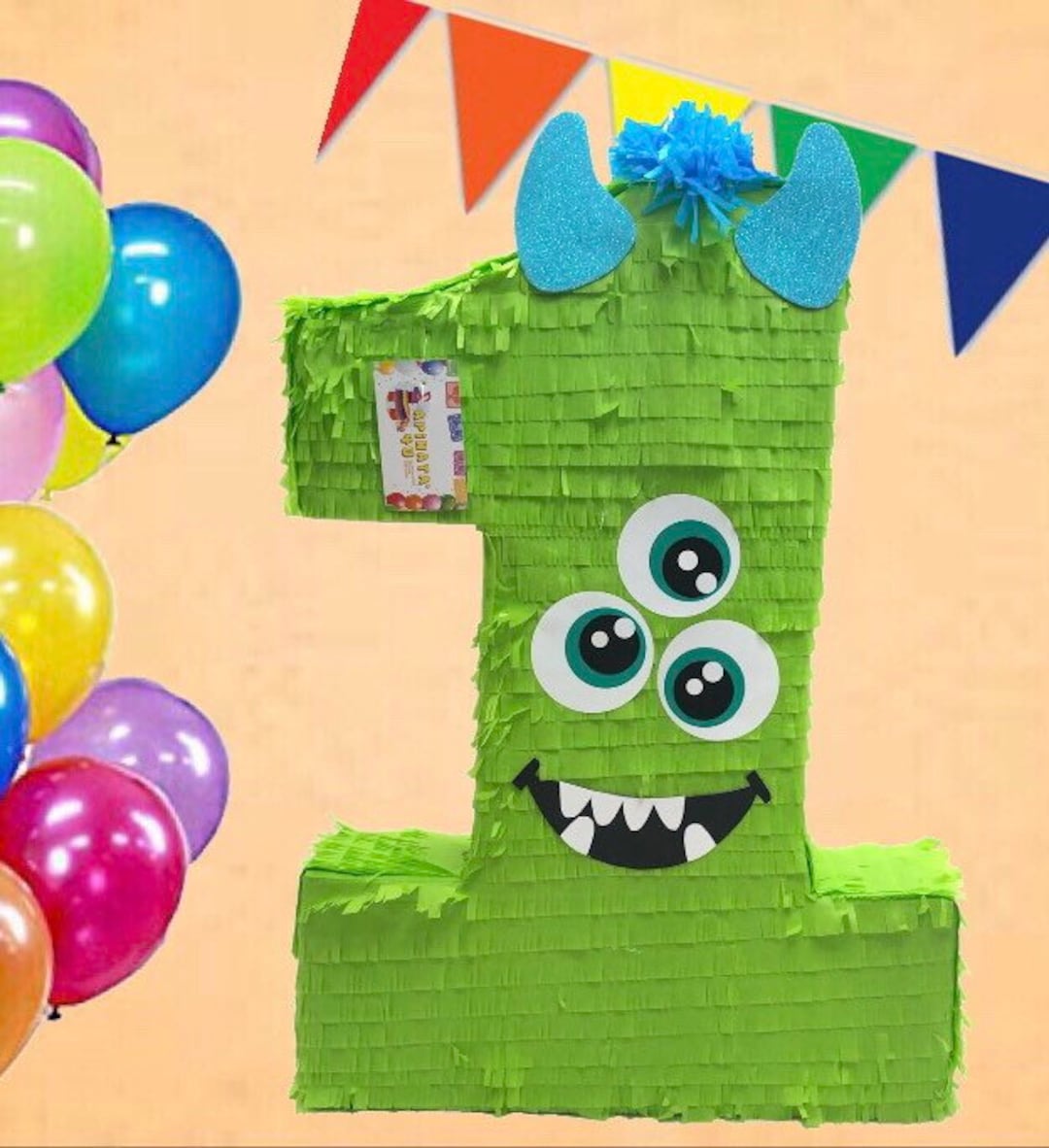 Piñata de monstruo de color verde, número uno de 20'' de alto ...