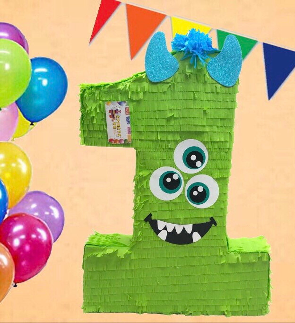 20'' Tall Number One Pinata Green Color Monster Pinata Halloween - Etsy