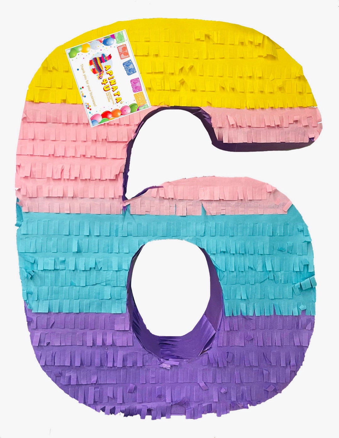 New! Number Six Pinata Yellow Pink Teal Lavender Sixth Birthday Party ...