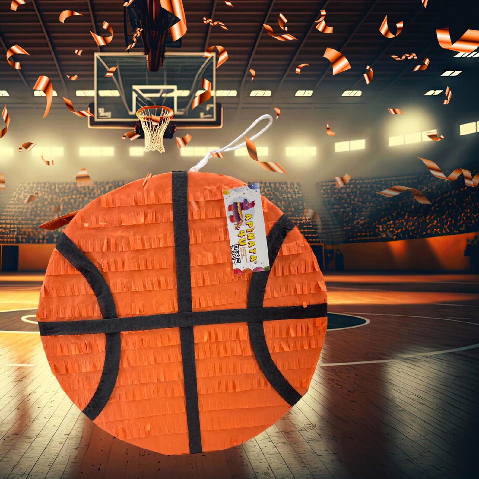Round Orange Color Basketball Pinata, Sports Birthday Party Decor ...