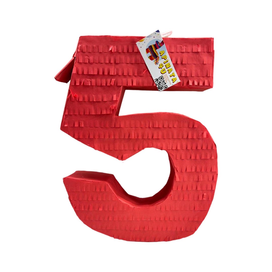 Number Five Solid Red Pinata, Birthday Party Supplies, Kids Fifth ...