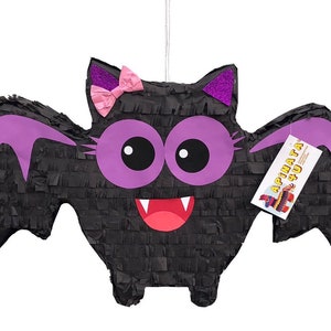 New! Halloween Girly Bat Pinata Black Color & Purple Accents Halloween ...