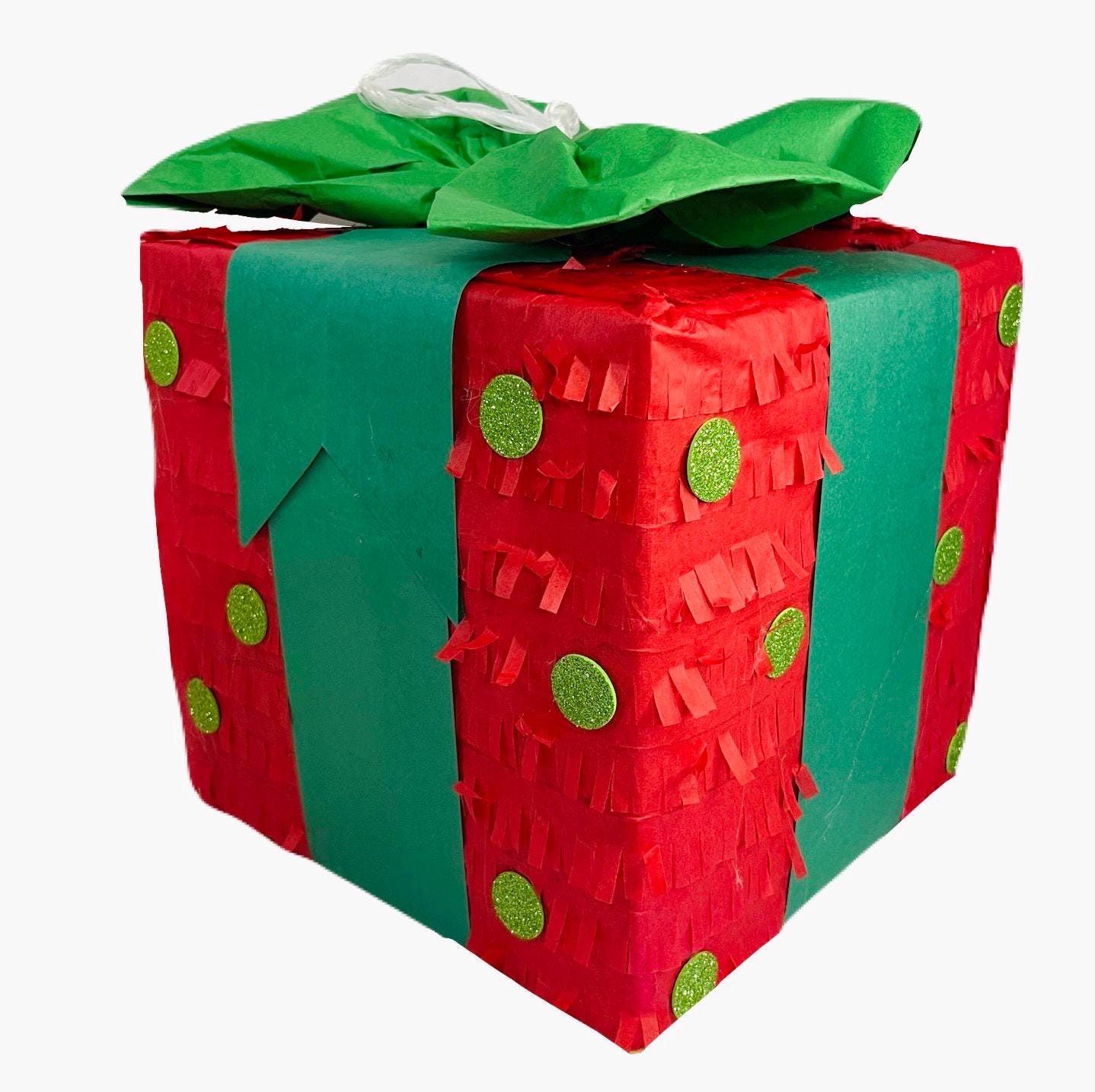 Christmas Gift Box Pinata With Green Bow, Perfect Party Decoration ...