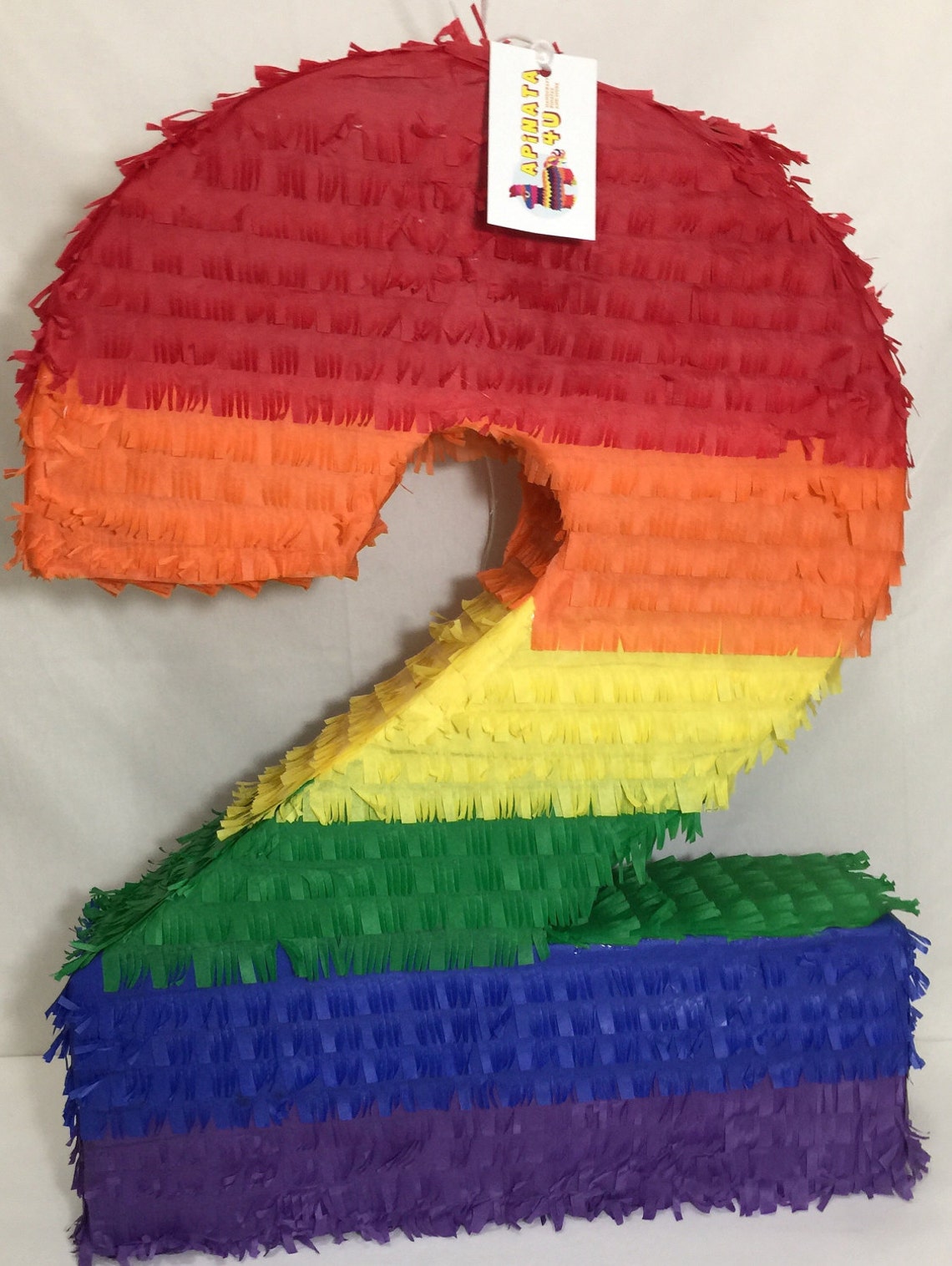 Large Number Two Pinata Second Birthday Rainbow Party Favor | Etsy