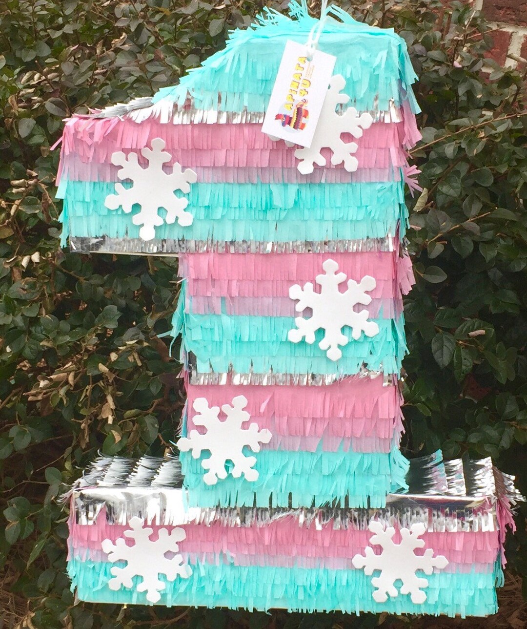 20'' Tall Number One Pinata Pink Silver and Teal Color - Etsy