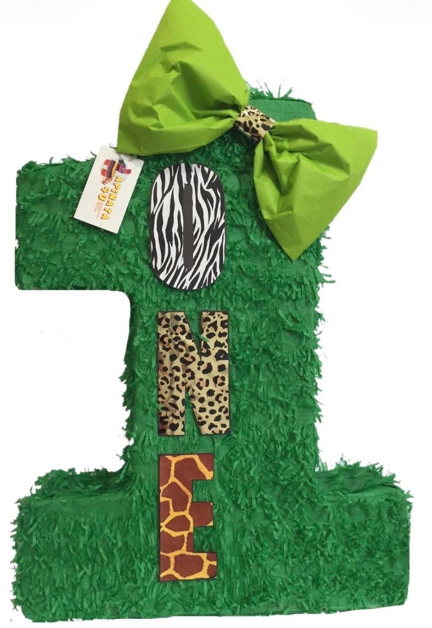 Green Number One Pinata With Bow, Handcrafted Pinata for Zoo Animals ...