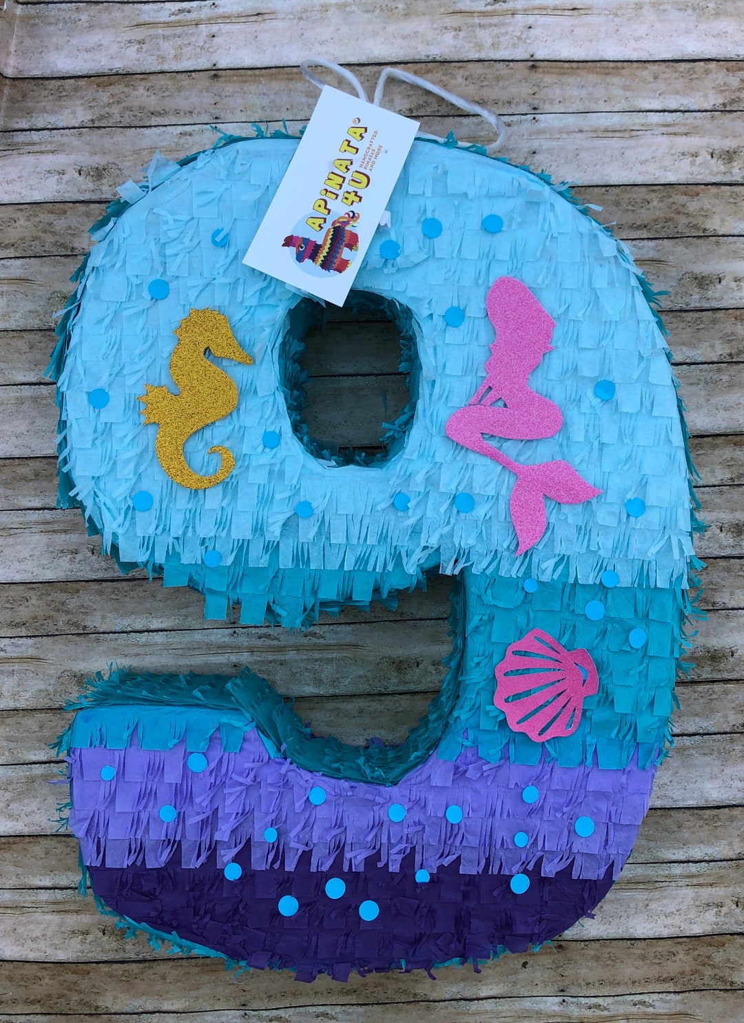 20” Tall Number Nine Pinata Under the Sea Theme Mermaid Theme Pinata - Etsy